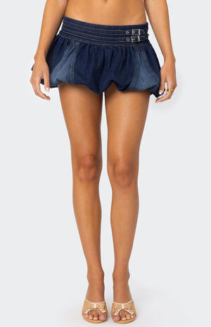 Edikted Double Belted Denim Bubble Skort | PacSun