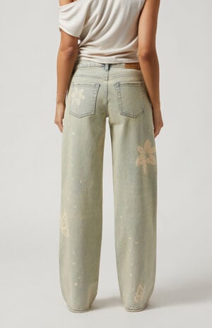 PacSun Casey Butterfly Graphic Low Rise Baggy Jeans Light Indigo | PacSun