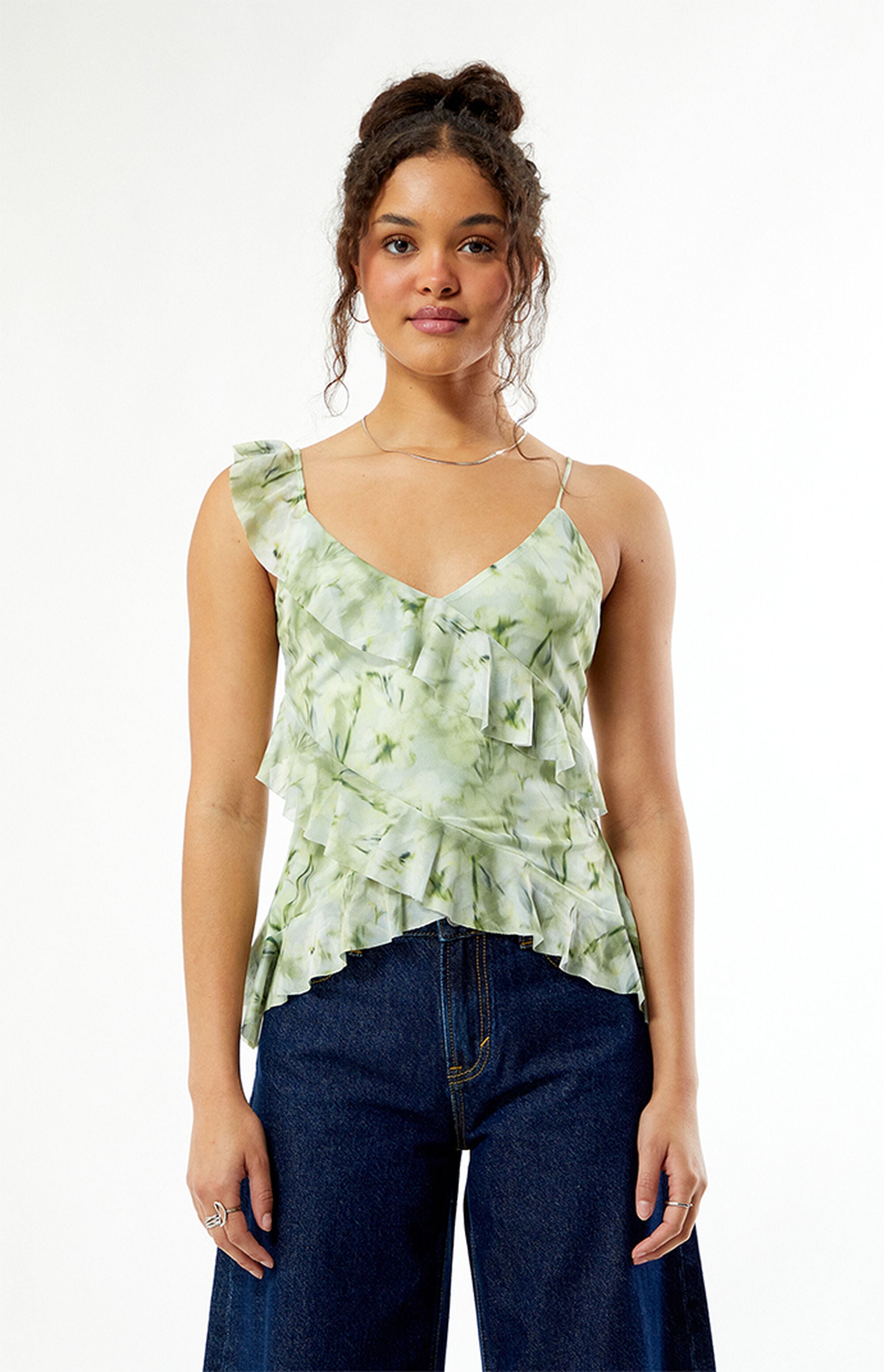Your Favorite Josie Mesh Ruffle Tank Top | Pacsun