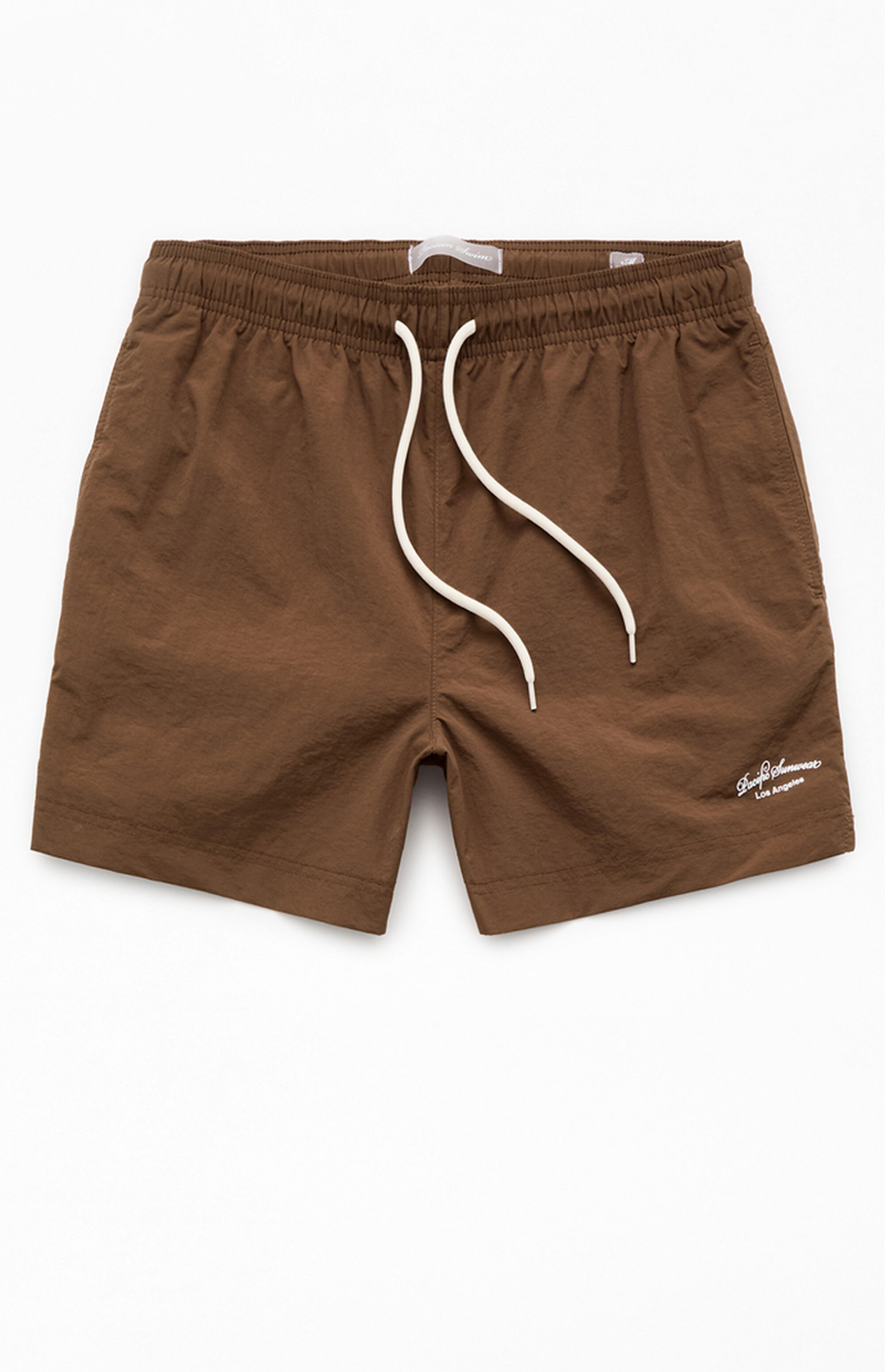 Pacsun Brown Collegiate 4.5'' Swim Trunks | Pacsun
