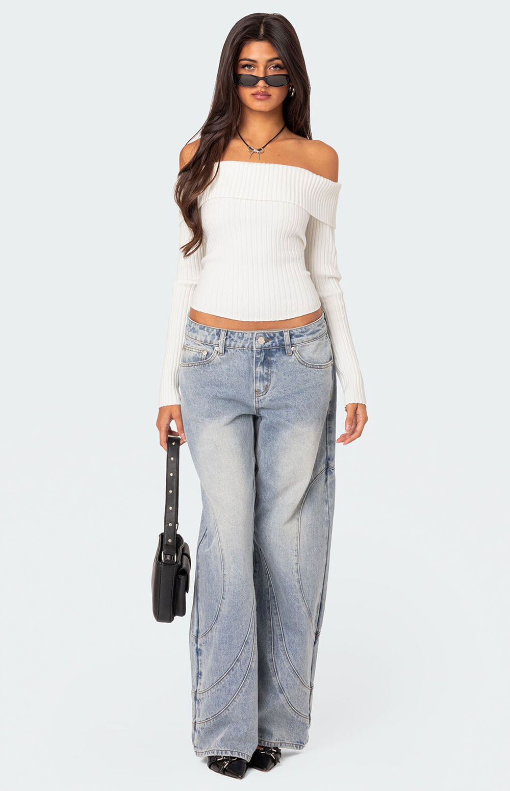 Edikted Lauren Knit Fold Over Top | Pacsun