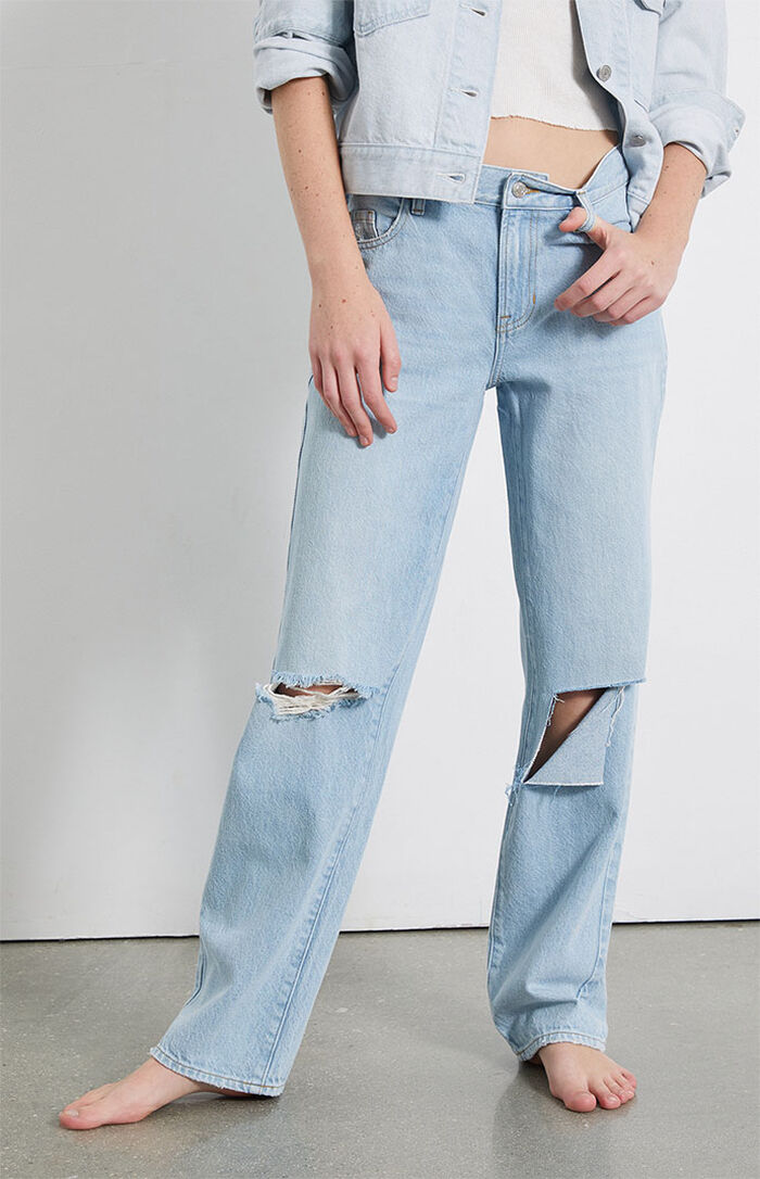 PacSun Eco Light Blue Cutout Boyfriend Jeans | PacSun