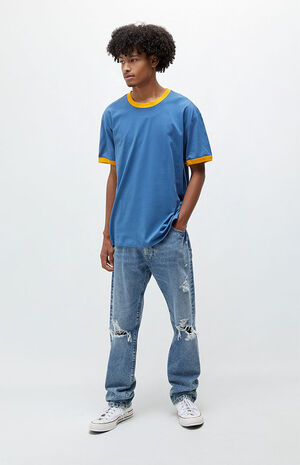 Pacsun Blue & Yellow Ringer T-Shirt | PacSun