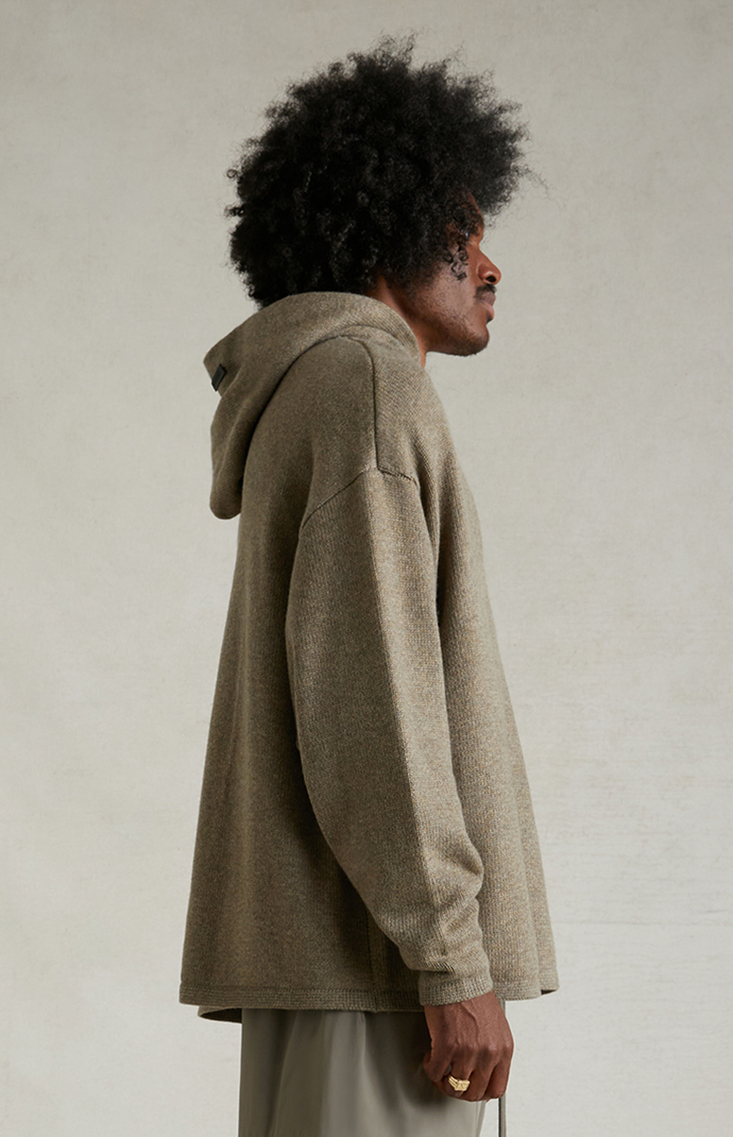 Fear of God Essentials Heather Grey Sweater Knit Hoodie | Pacsun