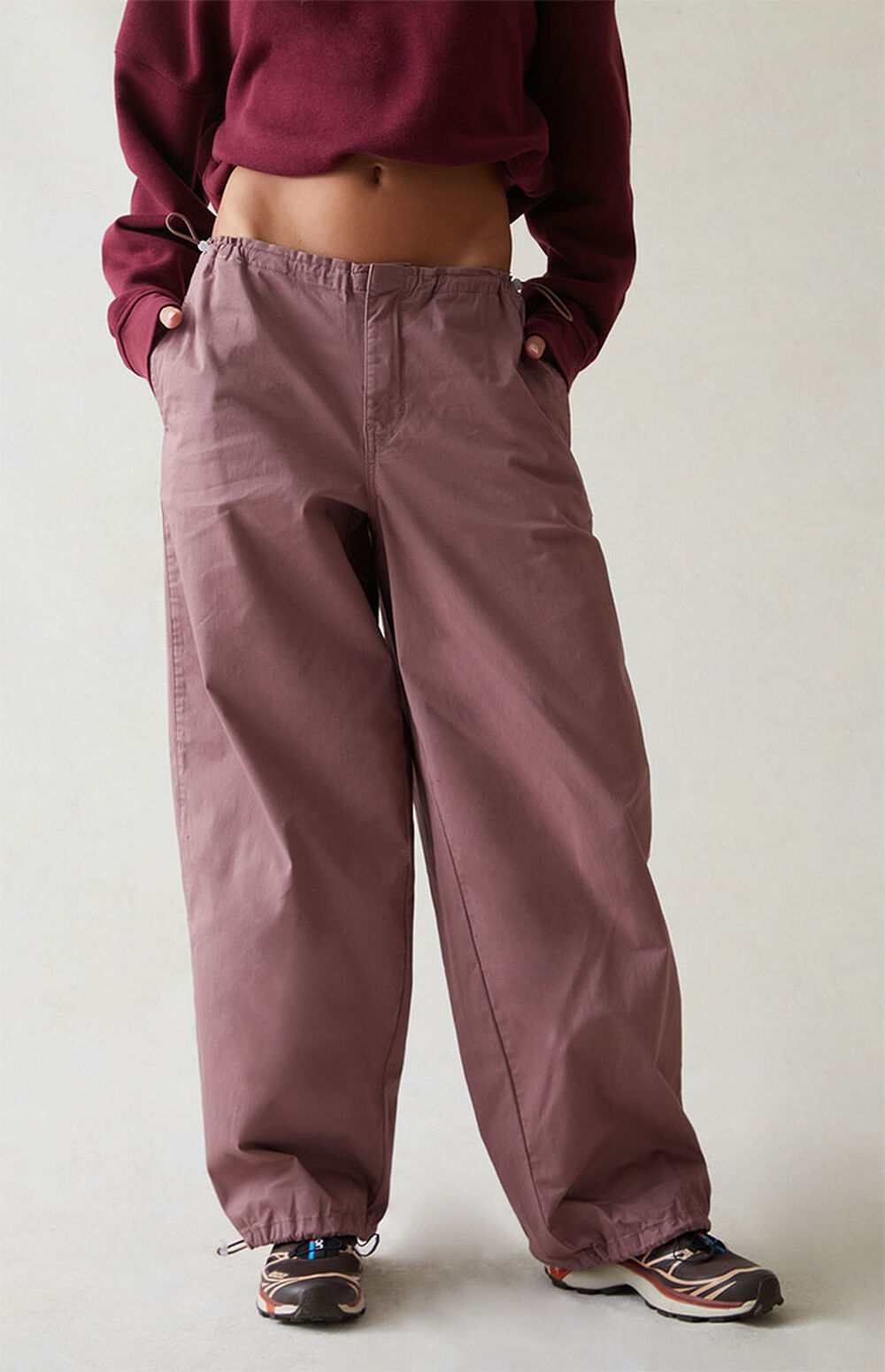 Pacsun Mauve Low Rise Parachute Pants | Pacsun