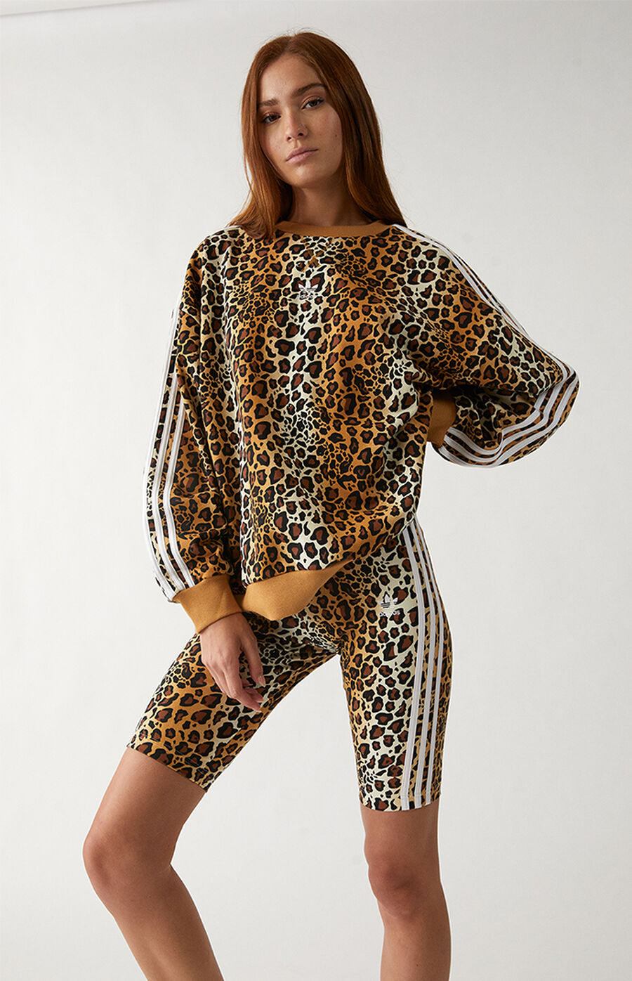 adidas Leopard 3-Stripe Biker Shorts | PacSun