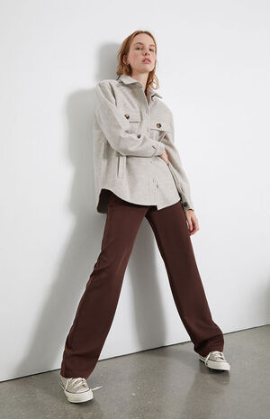 LA Hearts Cream Solid Color Shacket | PacSun