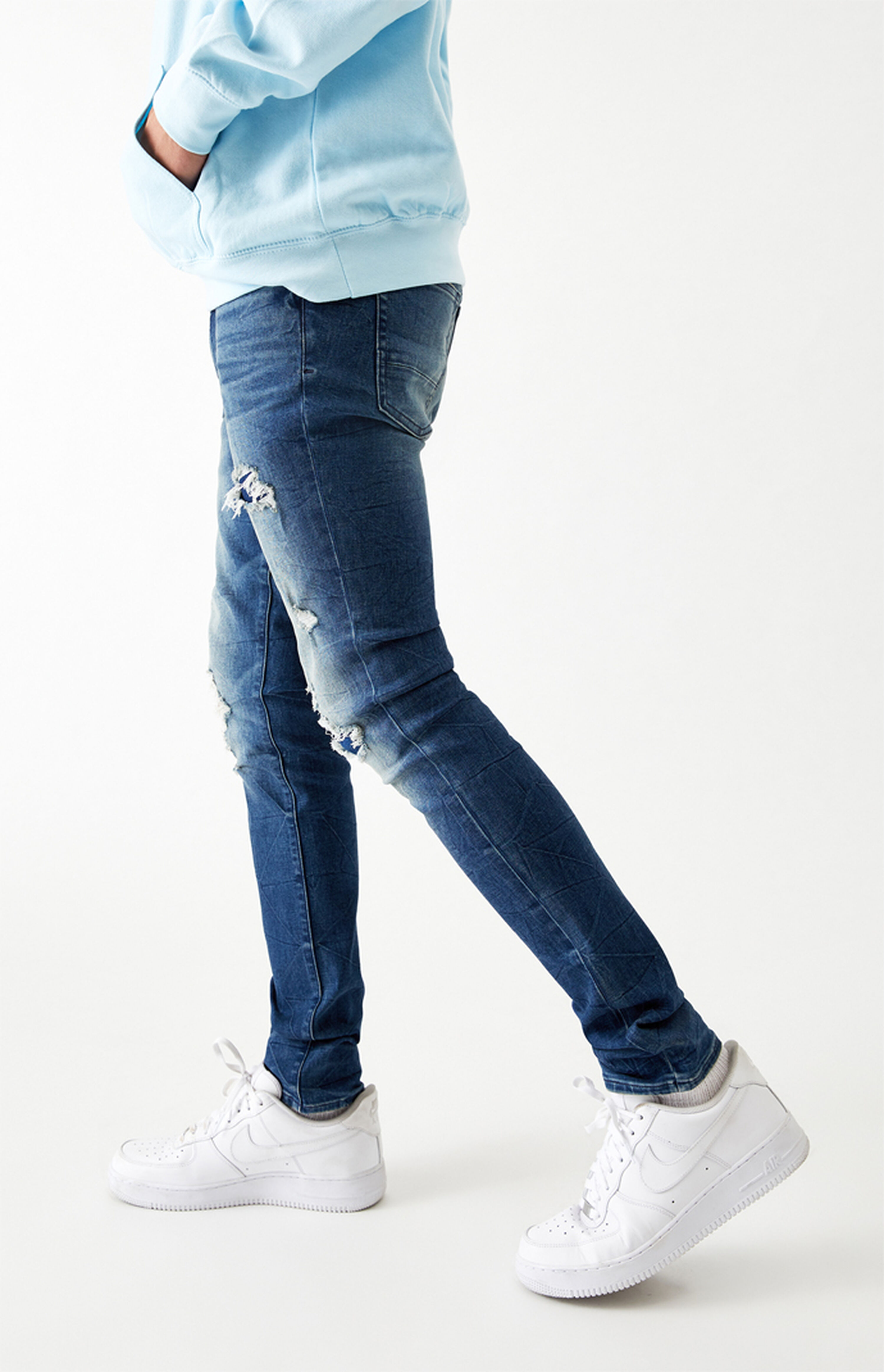 Pacsun Dark Ripped Stacked Skinny Jeans | PacSun