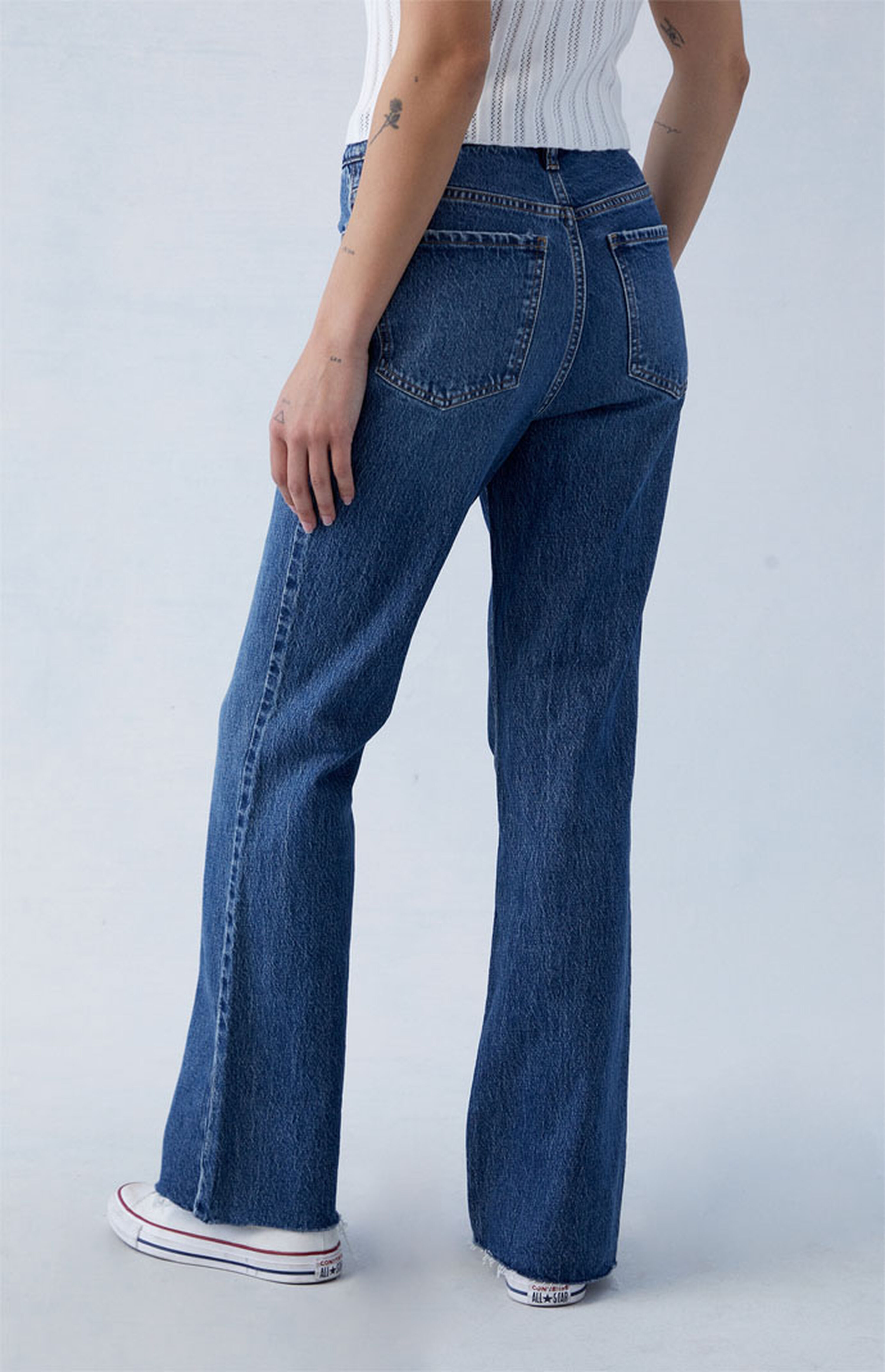Pacsun Eco Stretch Dark Indigo High Waisted Bootcut Jeans | PacSun