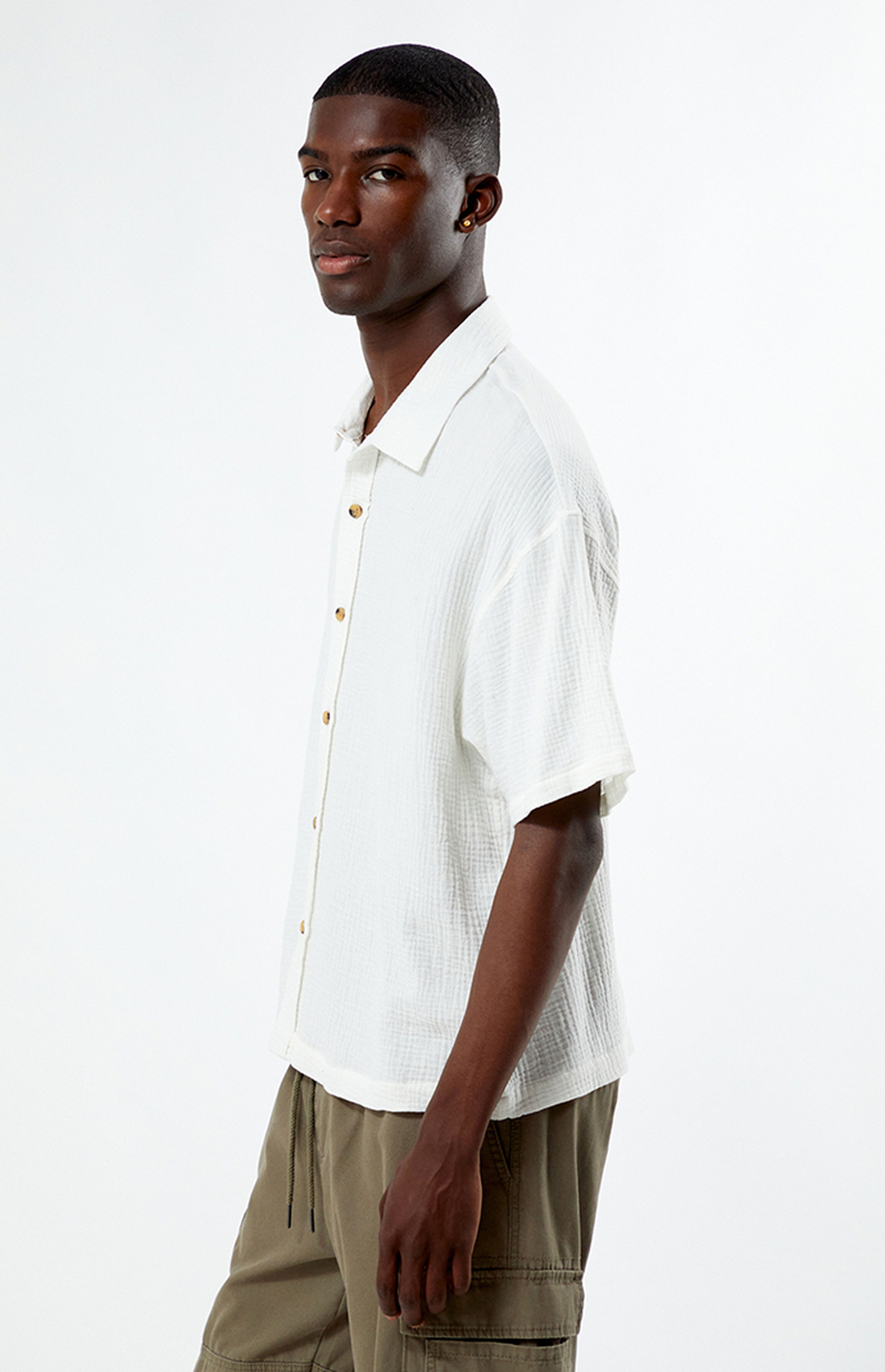 PacSun Cream Boxy Button Down Shirt | PacSun