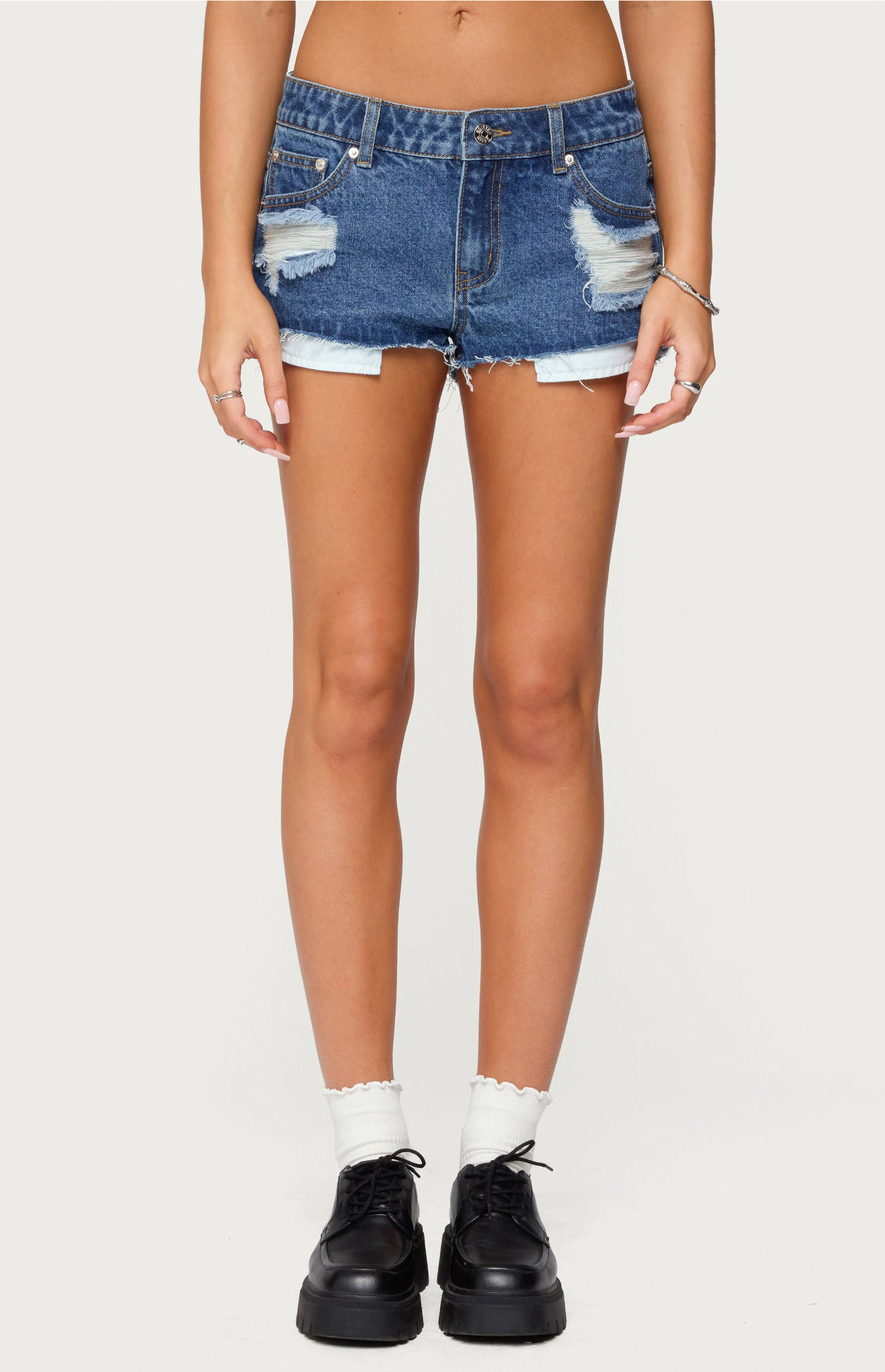 Edikted Devin Low Rise Micro Denim Shorts | Pacsun
