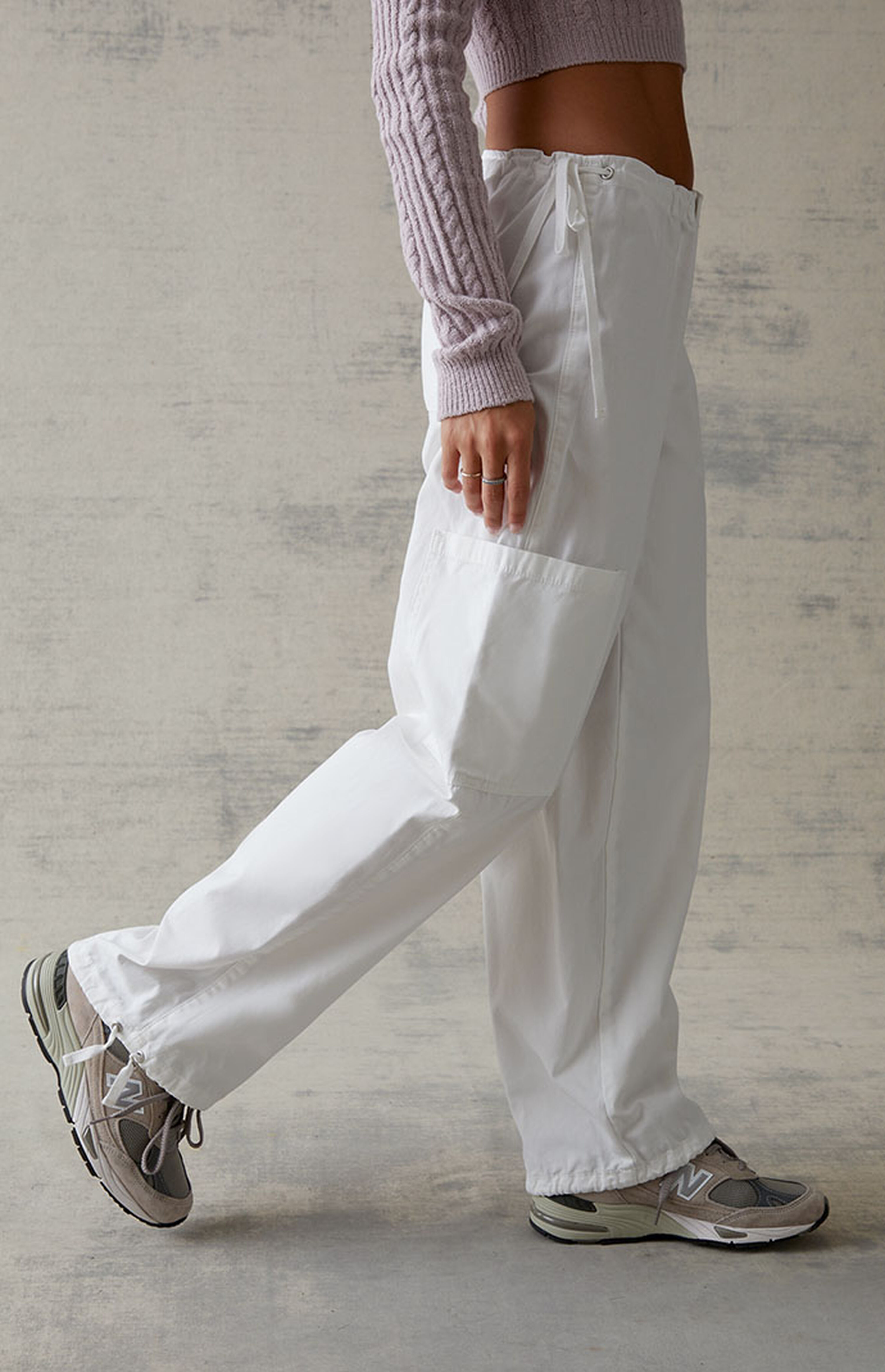 Pacsun White Cargo Parachute Pants | Pacsun