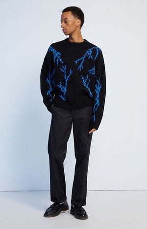 Pacsun Lightning Cropped Crew Neck Sweater | PacSun