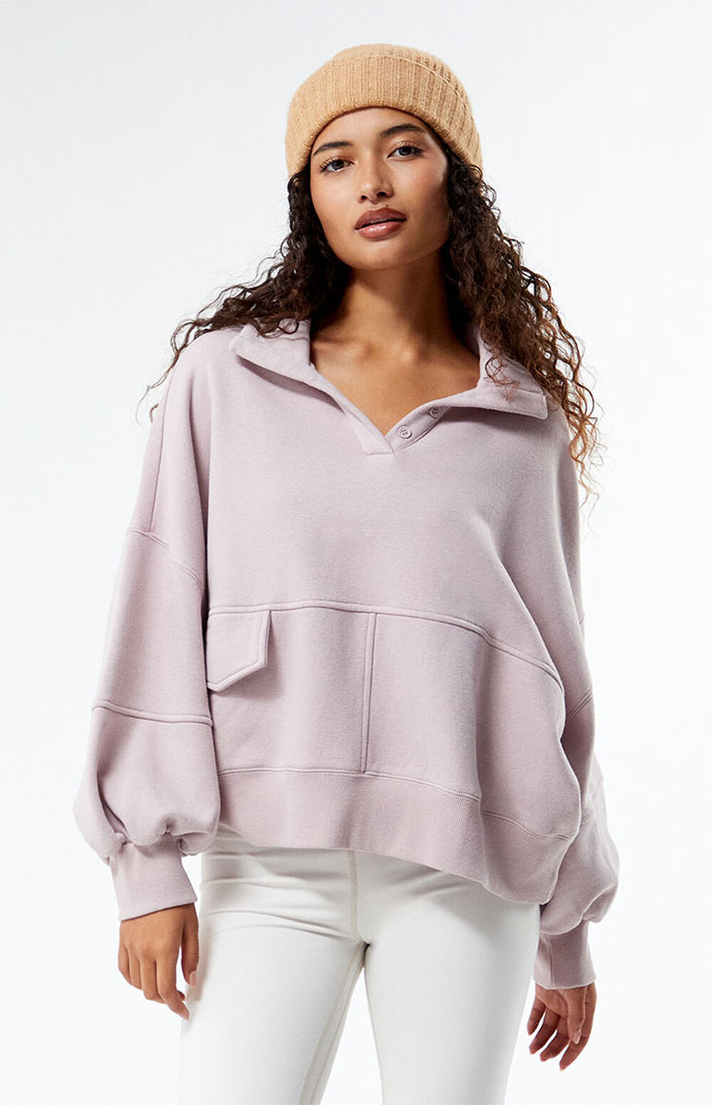 Pacsun Margot Half Button Fleece Sweatshirt | Pacsun