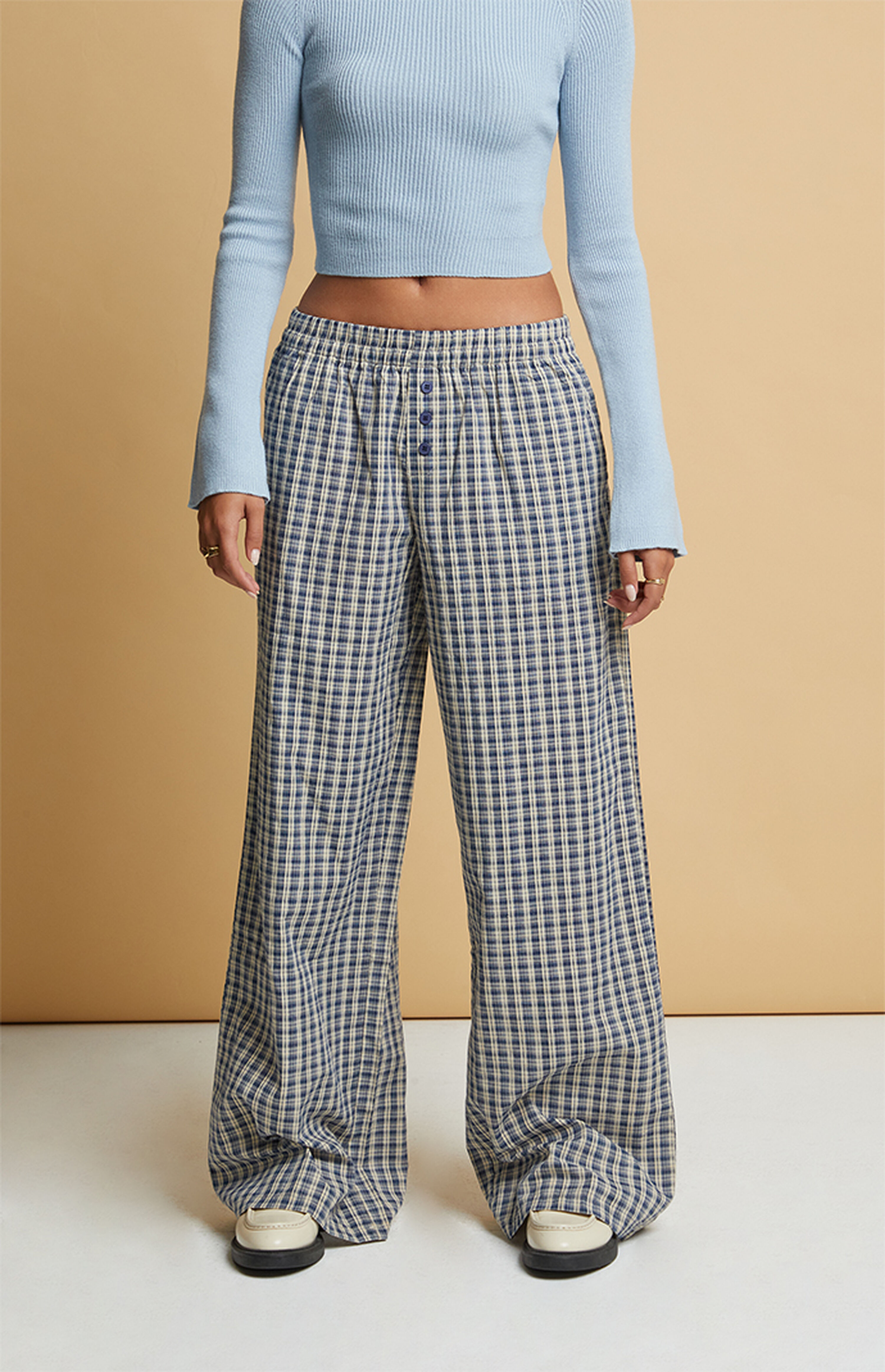 Beverly and Beck Blue Plaid Boxer Pajama Pants | Pacsun