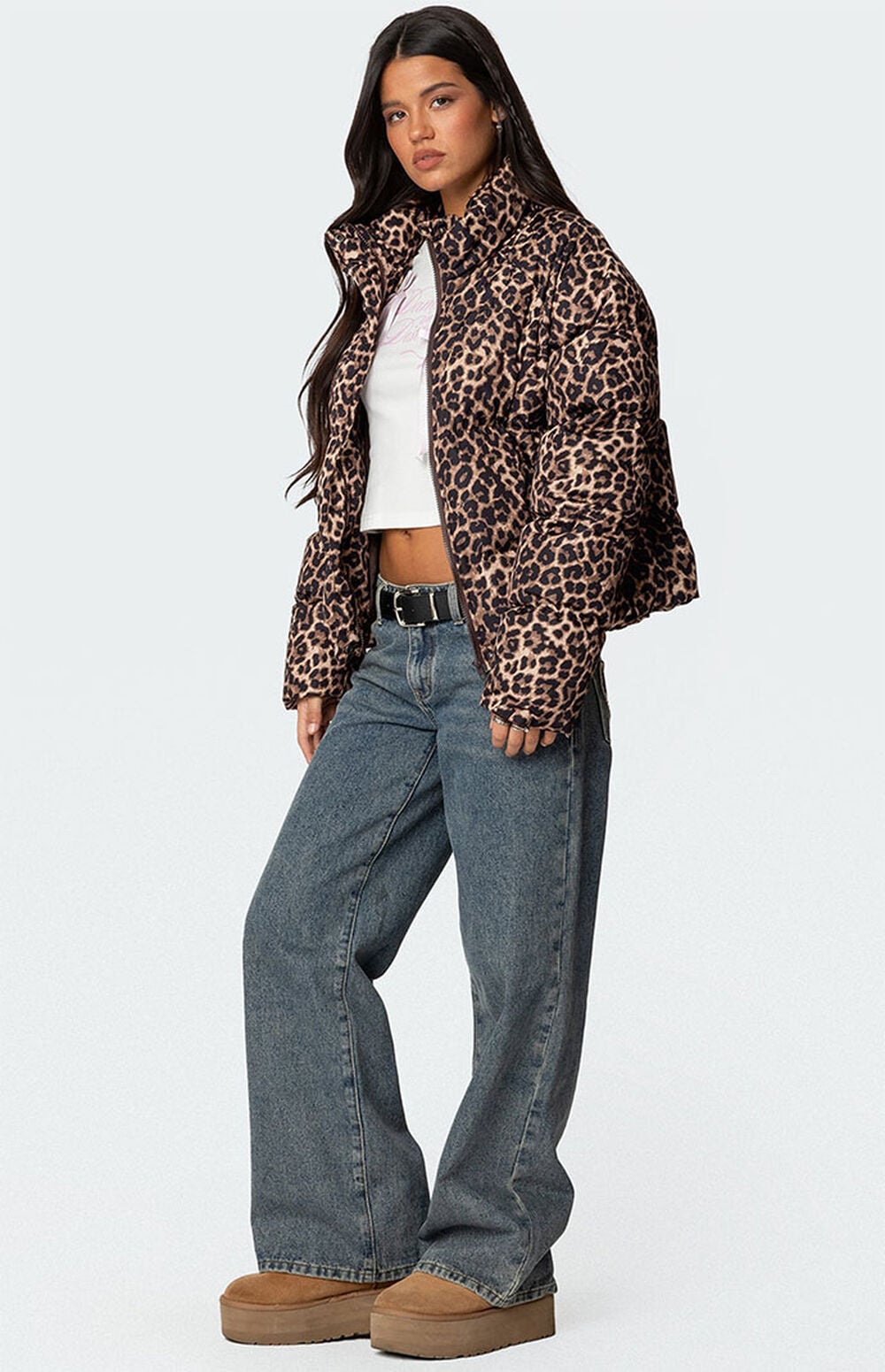 Edikted Dalya Leopard Printed Puffer Jacket | Pacsun