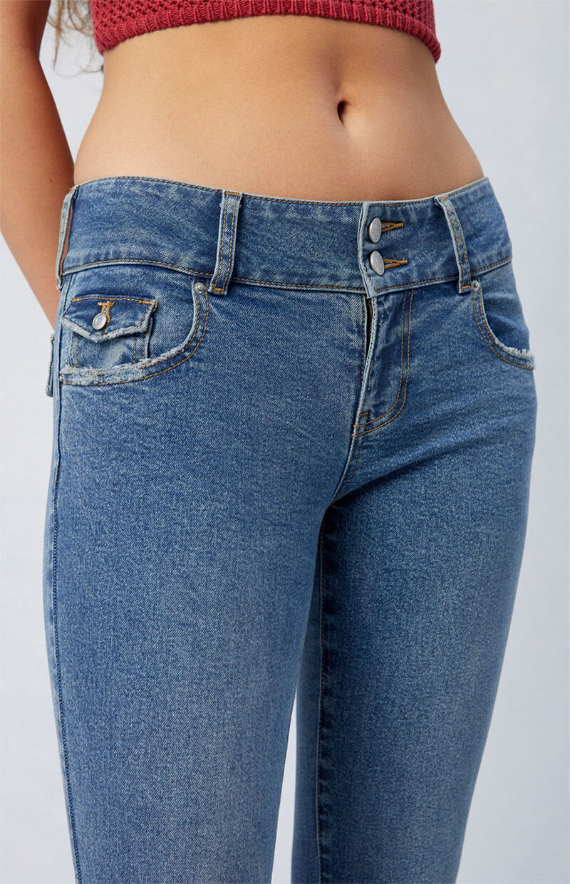Pacsun Stretch Medium Indigo Low Rise Bootcut Jeans | Pacsun