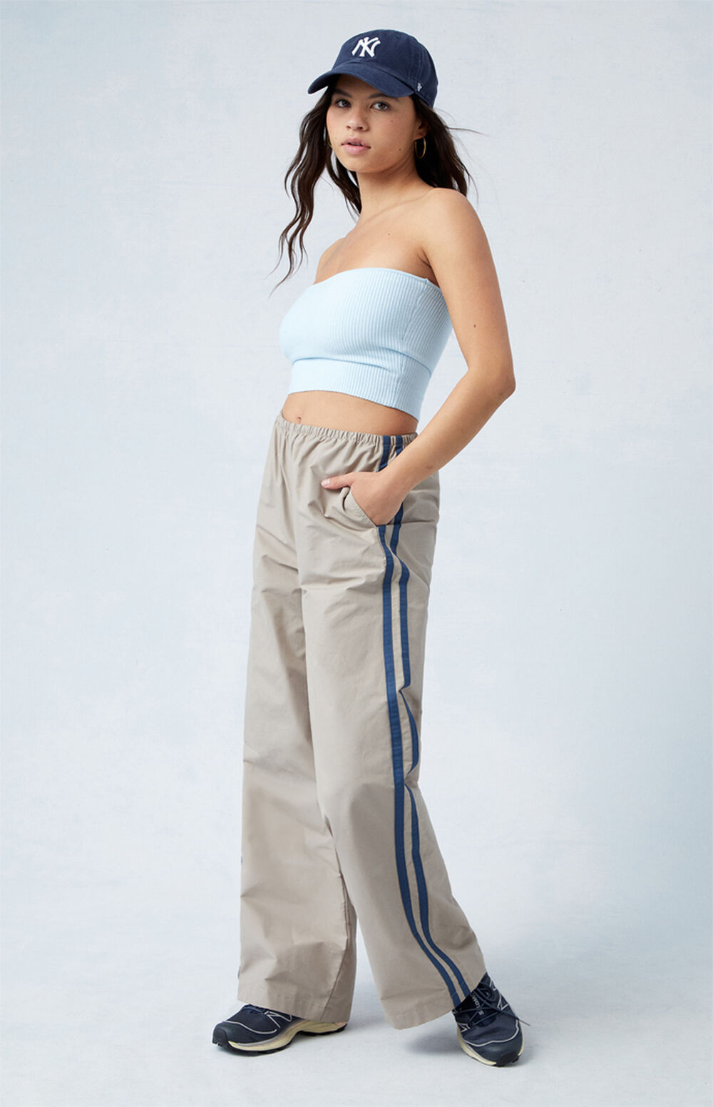 Pacsun Khaki Wide Leg Track Pants | PacSun