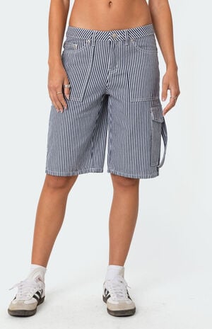 Edikted Friday Striped Low Rise Cargo Shorts | PacSun