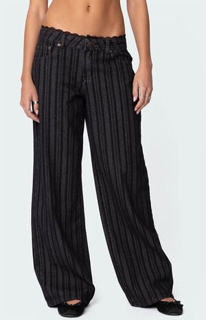 Edikted Lace Trim Striped Low Rise Jeans | PacSun