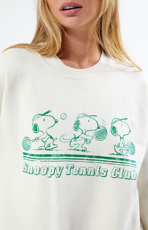 Peanuts Snoopy Tennis Club Crew Neck Sweatshirt | PacSun
