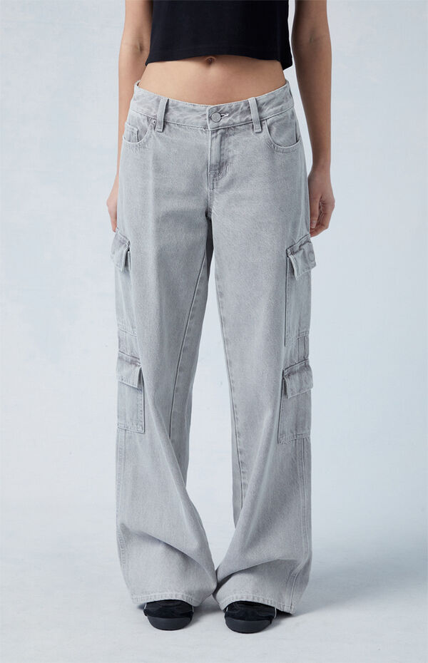 Pacsun Eco Light Gray Low Rise Baggy Cargo Jeans | PacSun