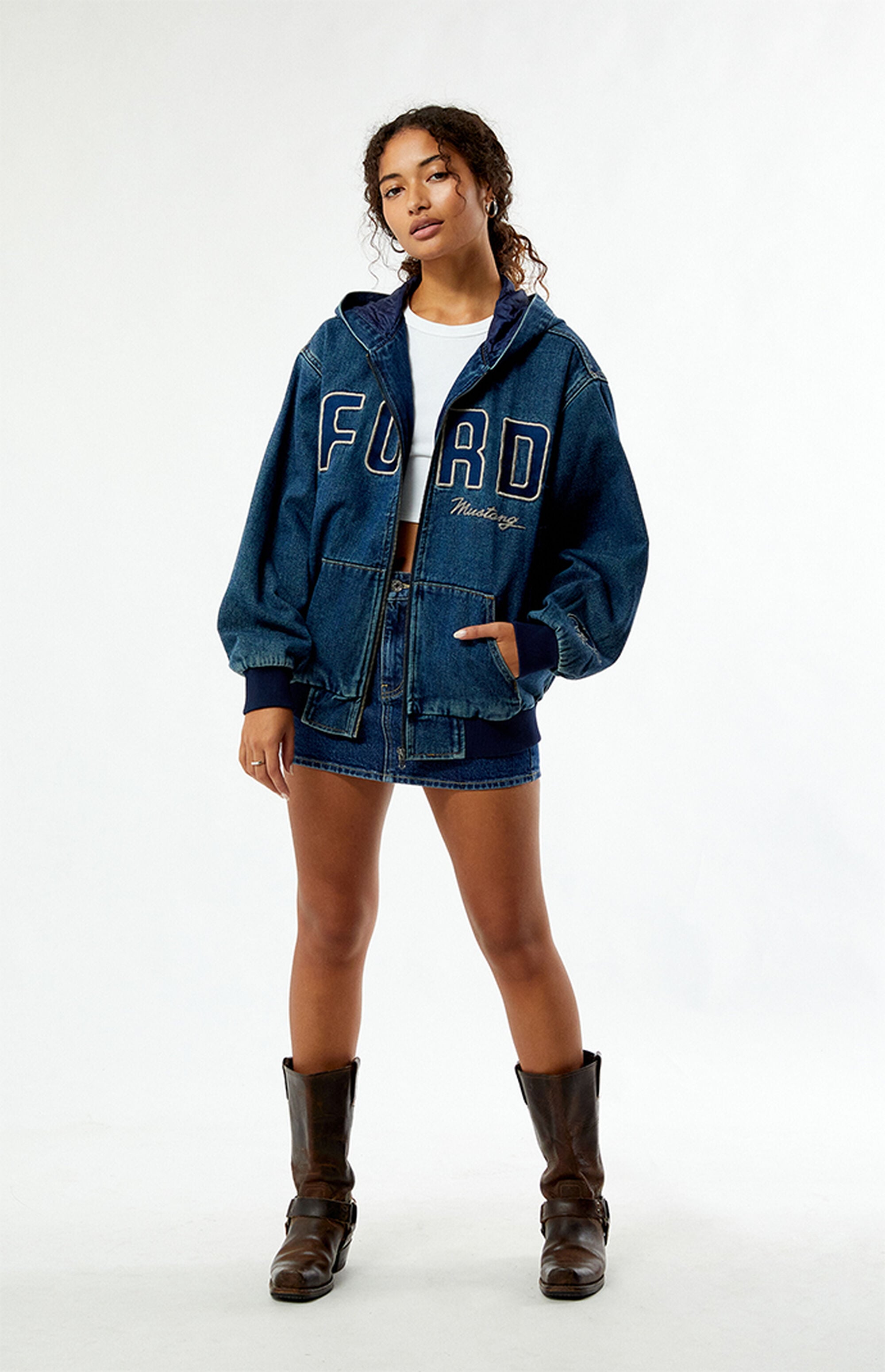 FORD Mustang Denim Workwear Hooded Jacket | Pacsun