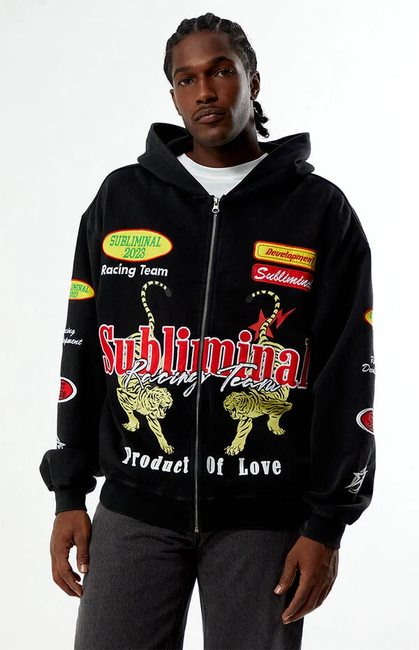 Pacsun Subliminal Racing Full Zip Hoodie | Pacsun