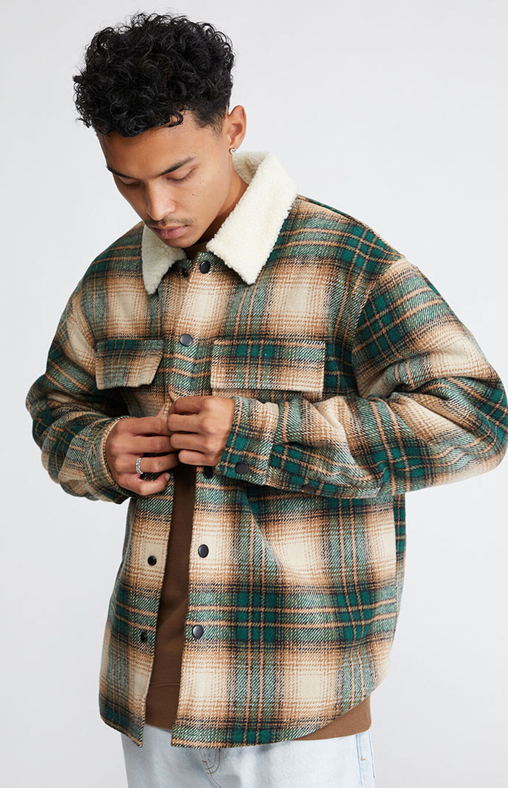 PacSun Sherpa Plaid Shacket | PacSun