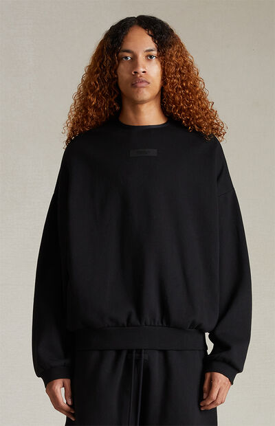Fear of God ESSENTIALS Jet Black Crew Neck Sweatshirt | Pacsun