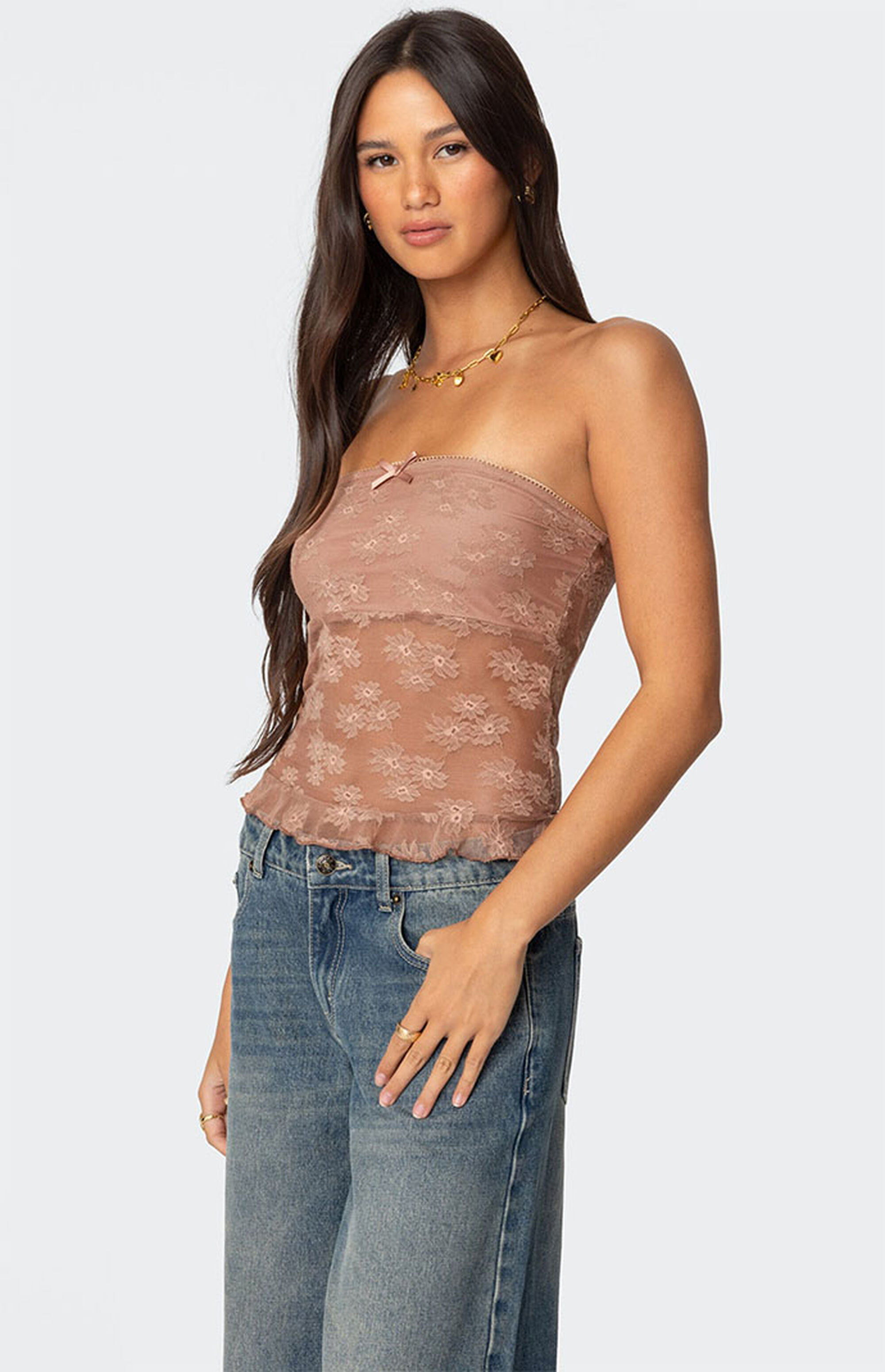 Edikted Ballet Sheer Lace Tube Top | Pacsun