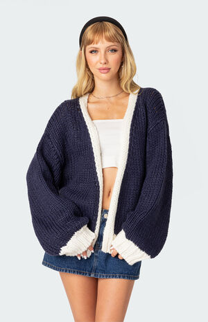 Edikted Contrast Chunky Knit Cardigan | PacSun