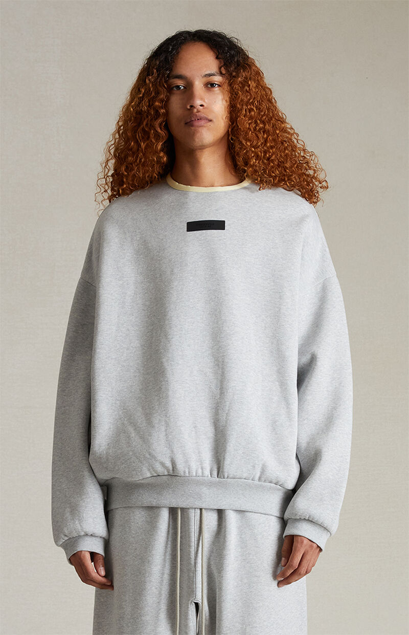 Fear of God Essentials Light Heather Grey Crew Neck Sweatshirt | PacSun