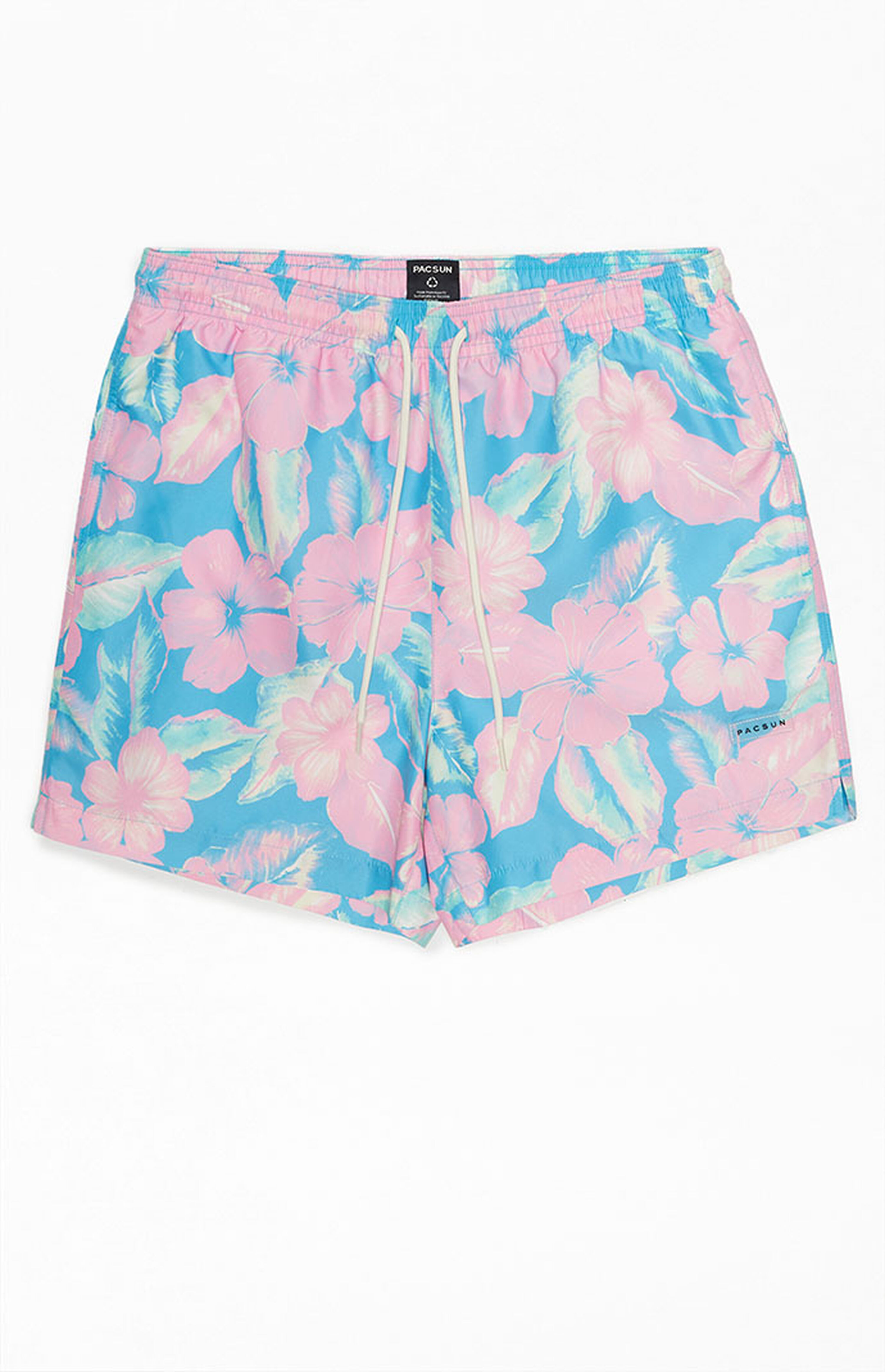 Pacsun Recycled Hibiscus 15" Swim Trunks | PacSun