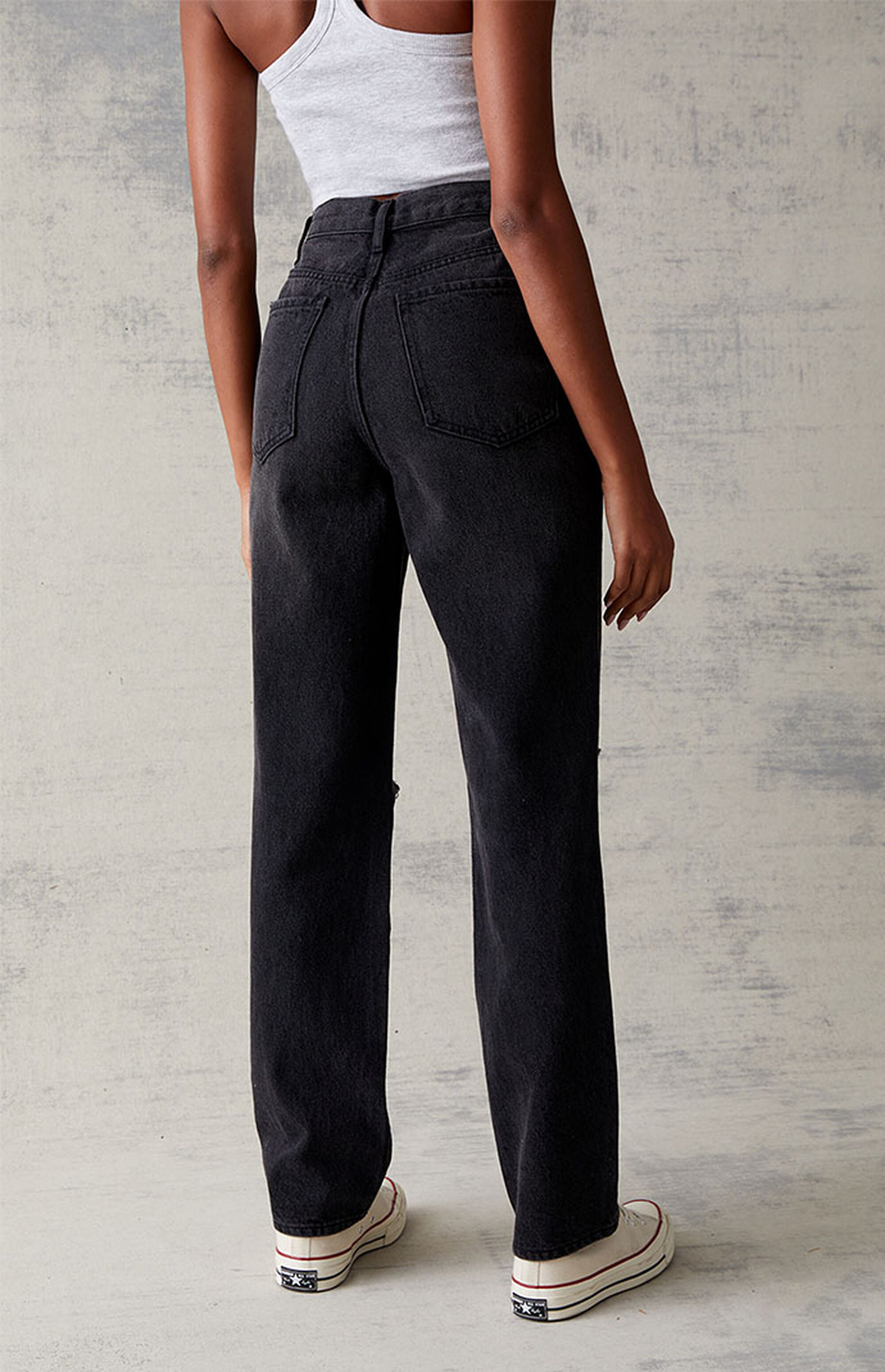PacSun Eco Black Distressed Dad Jeans | PacSun