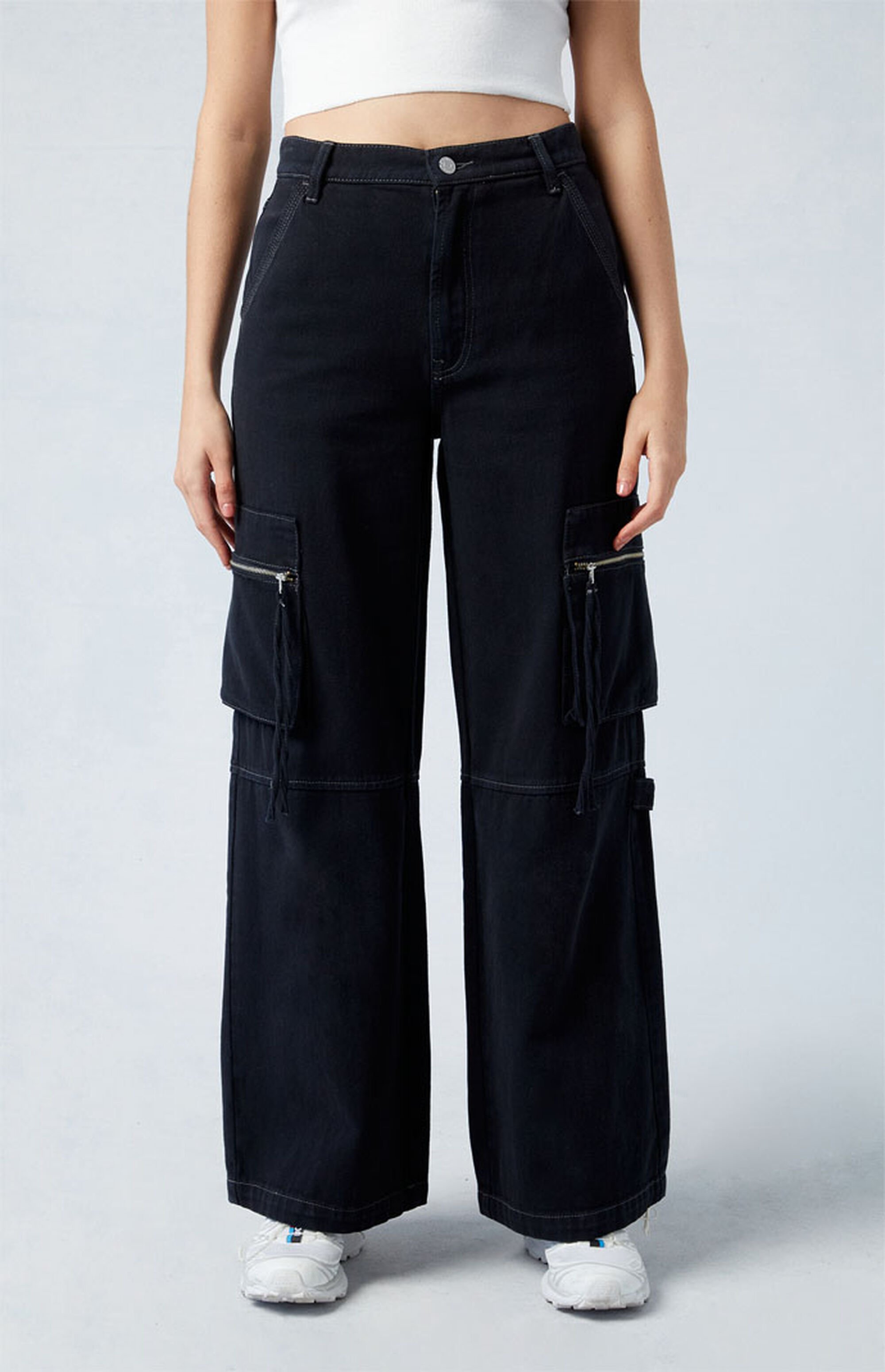 Pacsun Black High Waisted Wide Leg Cargo Pants | PacSun