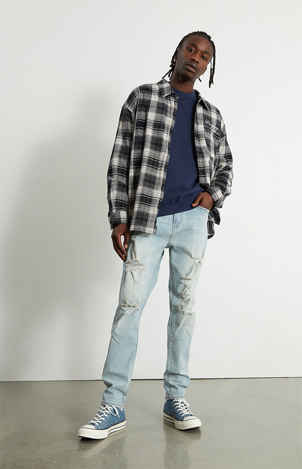 Pacsun Medium Ripped Slim Taper Jeans | PacSun