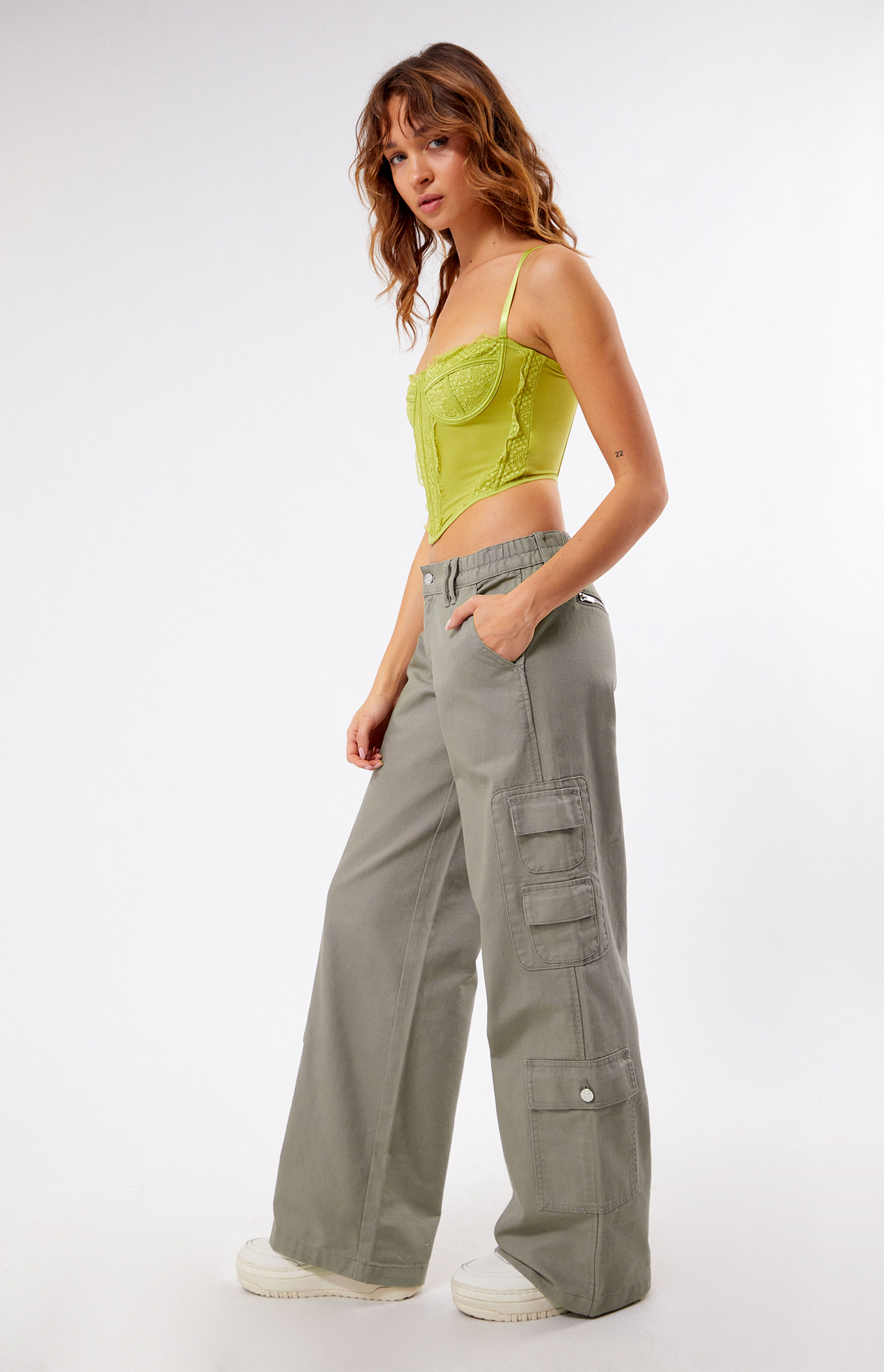 Pacsun Sage Elastic Waist Low Rise Baggy Cargo Pants | PacSun