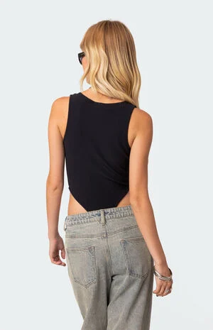 Edikted High Cut Ribbed V Neck Bodysuit | PacSun