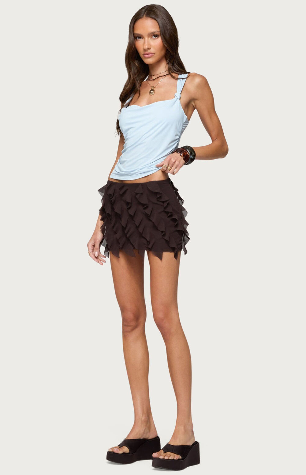 Edikted Liza Knotted Cowl Neck Top | Pacsun