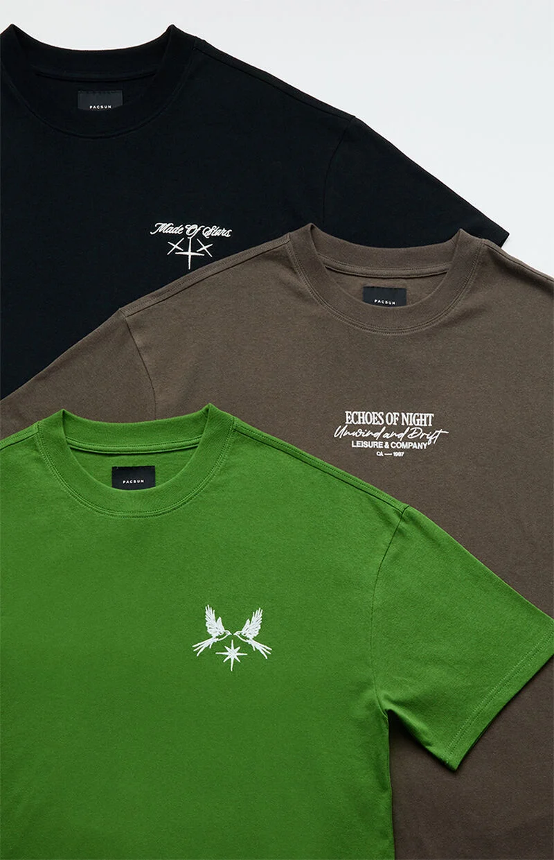 Pacsun 3 Pack Solid Color Embroidered T-Shirts | Pacsun