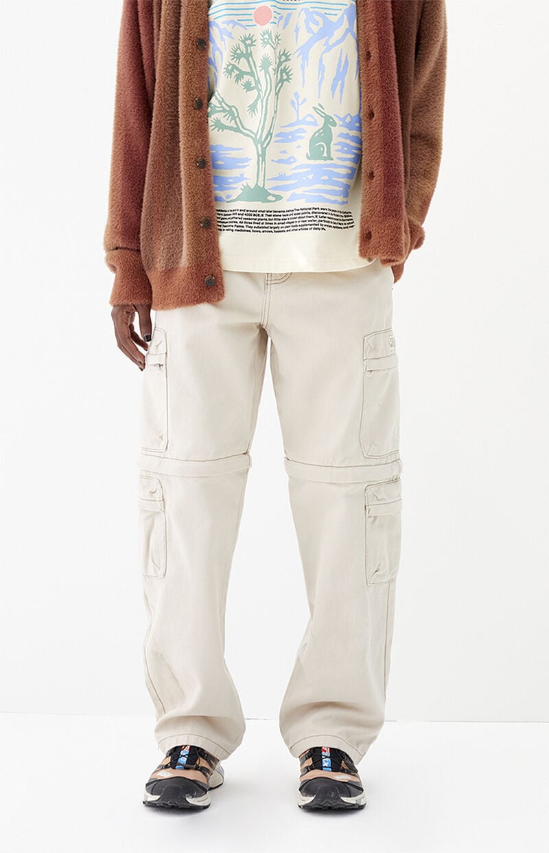 Pacsun Dylan Baggy Jeans Cargo Zip-Off Cream | PacSun