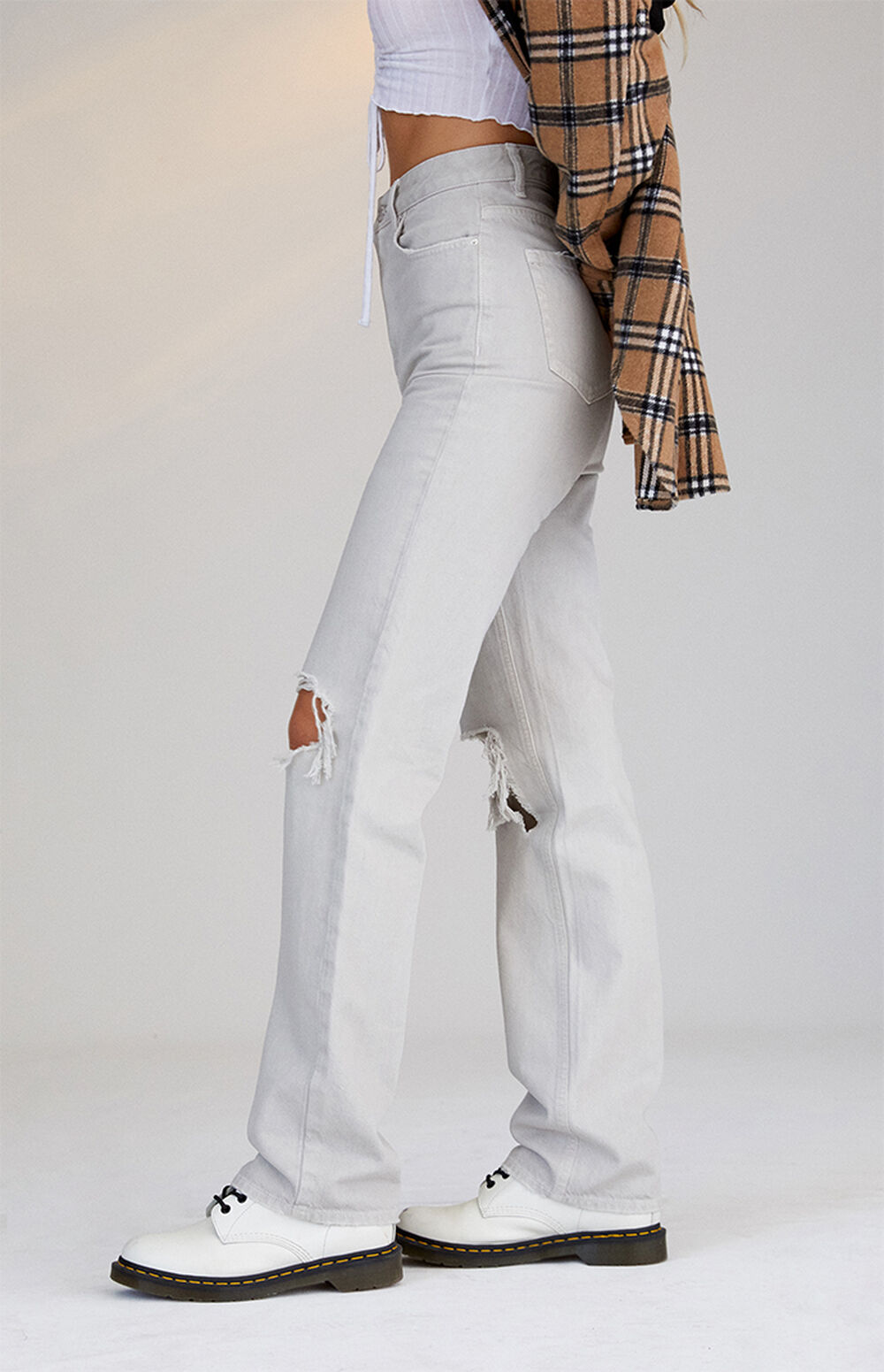 Pacsun Gray Distressed Boyfriend Jeans | Pacsun