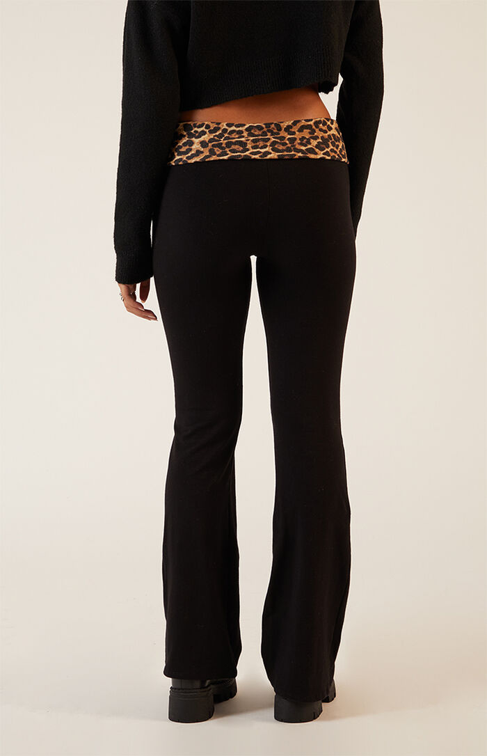 LA Hearts Leopard Print Fold-Over Flare Pants | PacSun