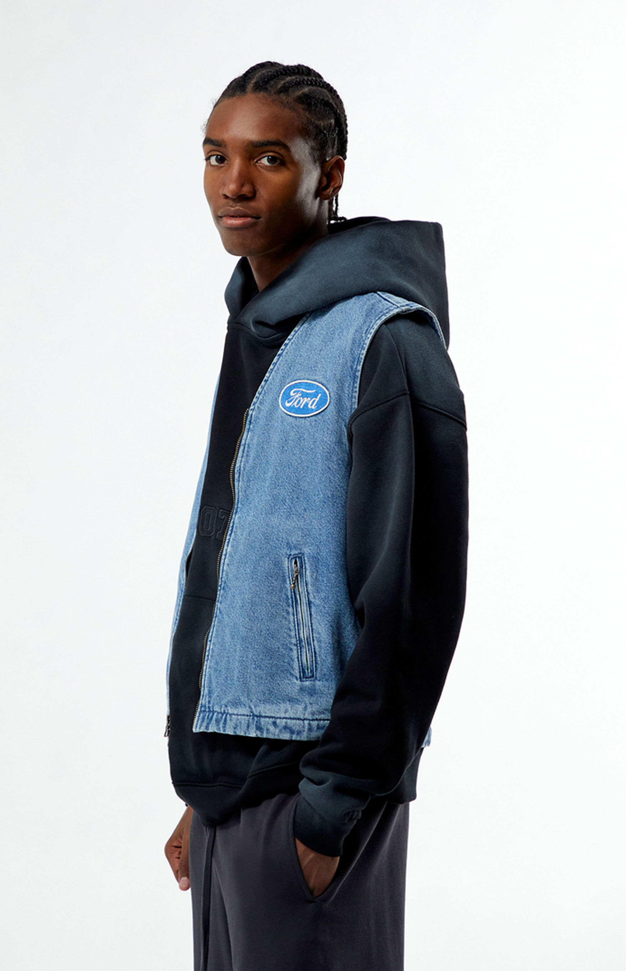 FORD Denim Zip Up Vest | Pacsun