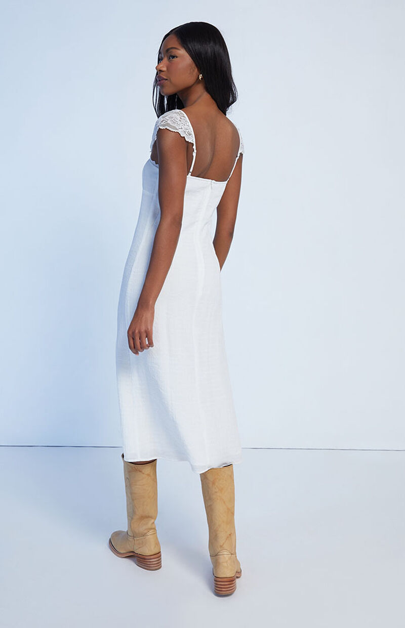 La Hearts Lace Trim Midi Dress Pacsun