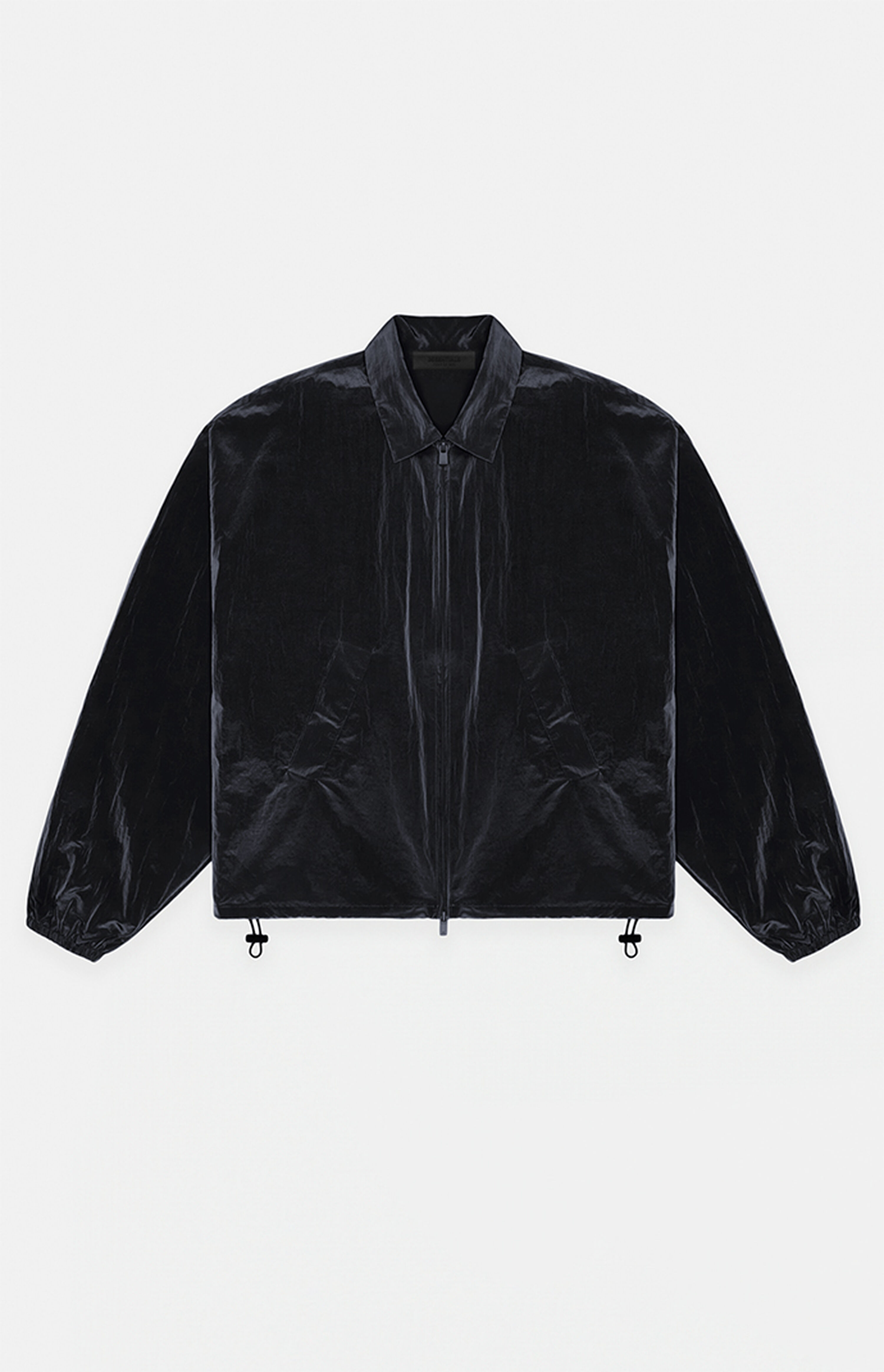 Fear of God Essentials Women's Jet Black Crinkle Nylon Shell Bomber ...