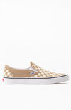 Vans Tan Checkerboard Classic Slip-On Shoes | Pacsun