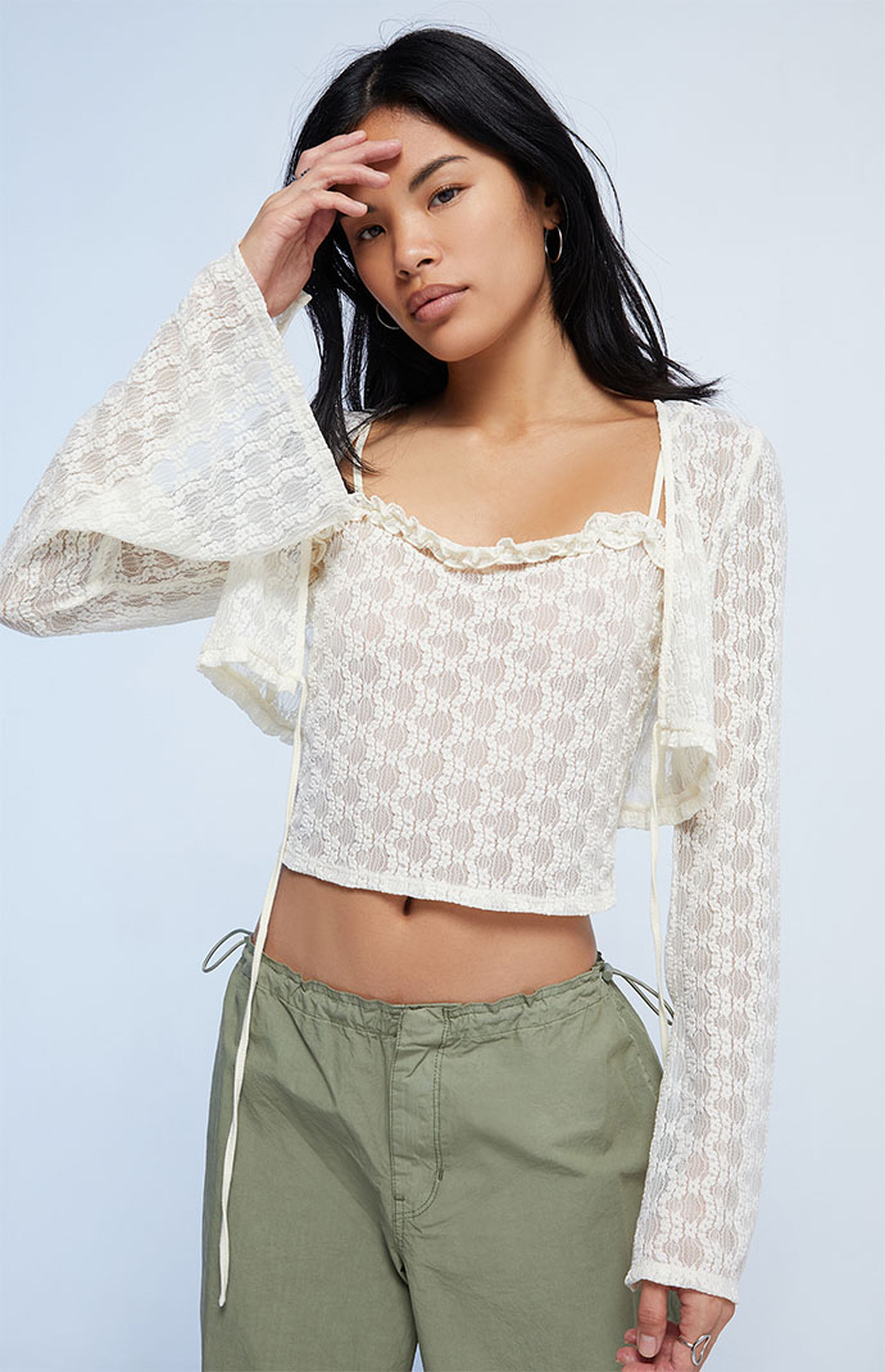 LA Hearts Lace Trim Tie Front Cami Top | Pacsun