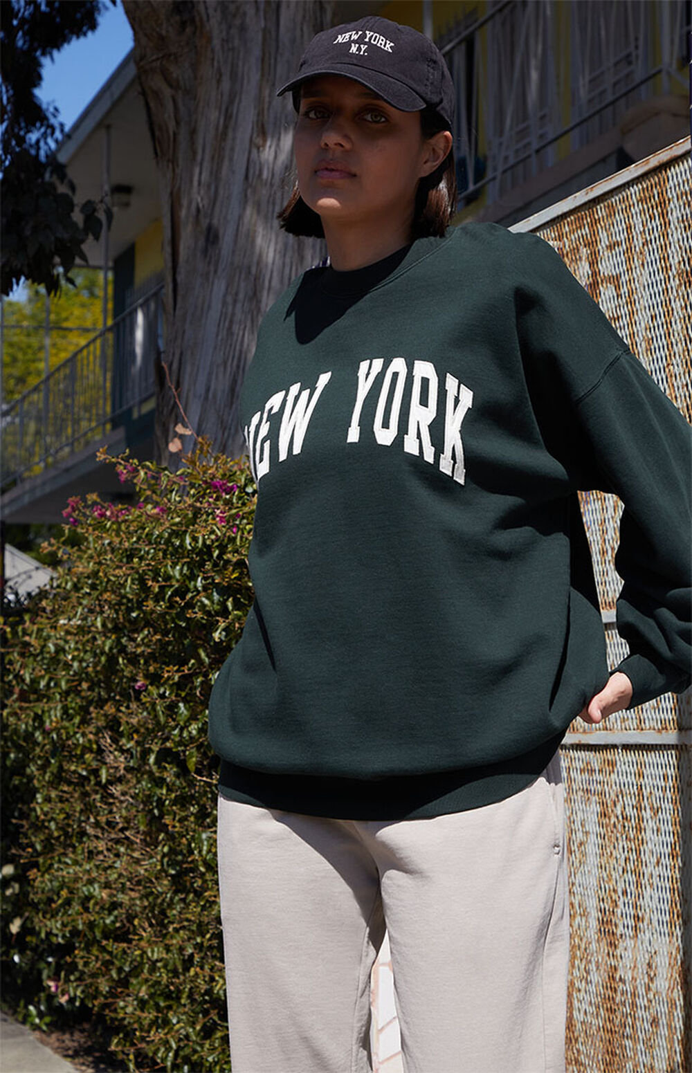 John Galt Green Erica New York Crew Neck Sweatshirt | PacSun